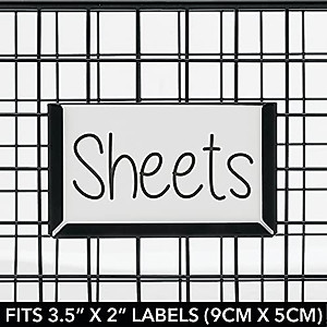 mDesign Large Metal Farmhouse Storage Organizer Bin Baskets with Label Slot for Closet, Cabinet, Cupboard - Wire Organizing Basket Holds Clothing, Linens, Shoes, Omaha Collection, 2 Pack, Matte Black