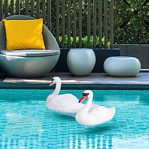 2 Pieces Swan Decoy Pond Bird Deterrent Decoration Goose Decoys Hunting Floating Decoys Garden Pond Decoration for Fields or Float on The Water Pool, Garden and Patio Accessories (White)