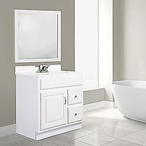 Design House Concord 30 Inch Bathroom Vanity, Ready to Assemble, Solid Wood, White, 587014