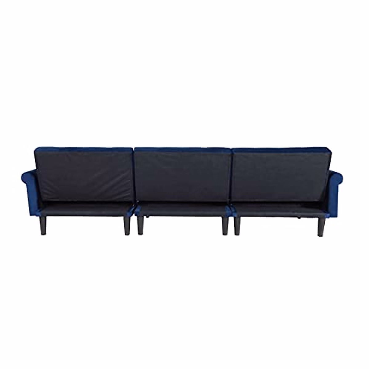 Cotoala L-Shape Convertible Sectional Sleeper Sofa with 2 Pillows, Adjustable Back, Modern Velvet Couch with Lounge Chairs, for Living Room, Office, Blue