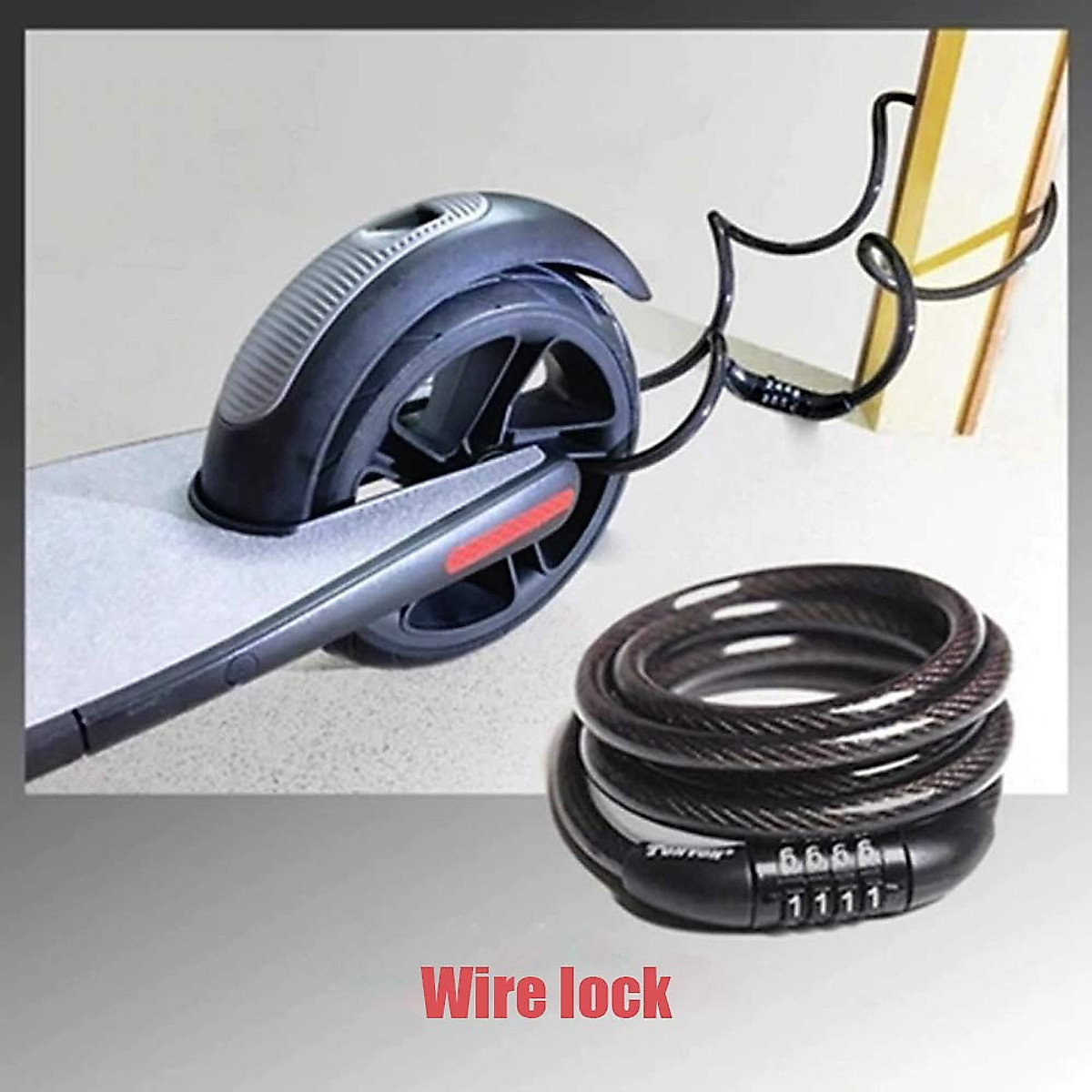 SEWAY Scooter Lock Cable for Xiaomi Mijia M365 ES Series, Bicycle Combination Locks Coiled Chain Lock Basic Self Coiling Core Steel Wire 4 ft. Long 1/3 inch Fit for M365/ES1/ES2/ES3/ES4