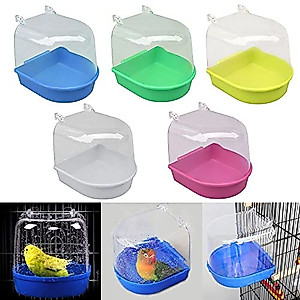 Parrot Bathing Hanging on Cage Birdbath Bird Supplies Plastic Box Cage Accessories for Pet Shower(Yellow)