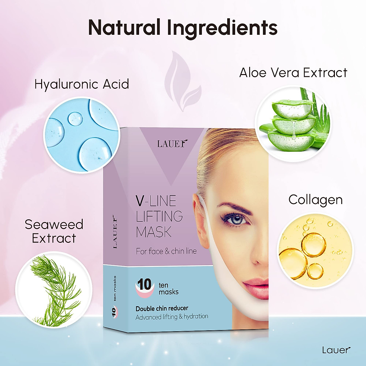 V Shaped Slimming Face Mask Double Chin Reducer V Line Lifting Mask Neck Lift Tape Face Slimmer Patch Chin Strap For Women Jawline Sculptor For Firming and Tightening Skin 5 and 10 Masks Bundle