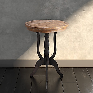 COZAYH Rustic Farmhouse End Table, Natural Top Side Table for Family, Dinning or Living Room, Handcrafted Finish, Modern, Black