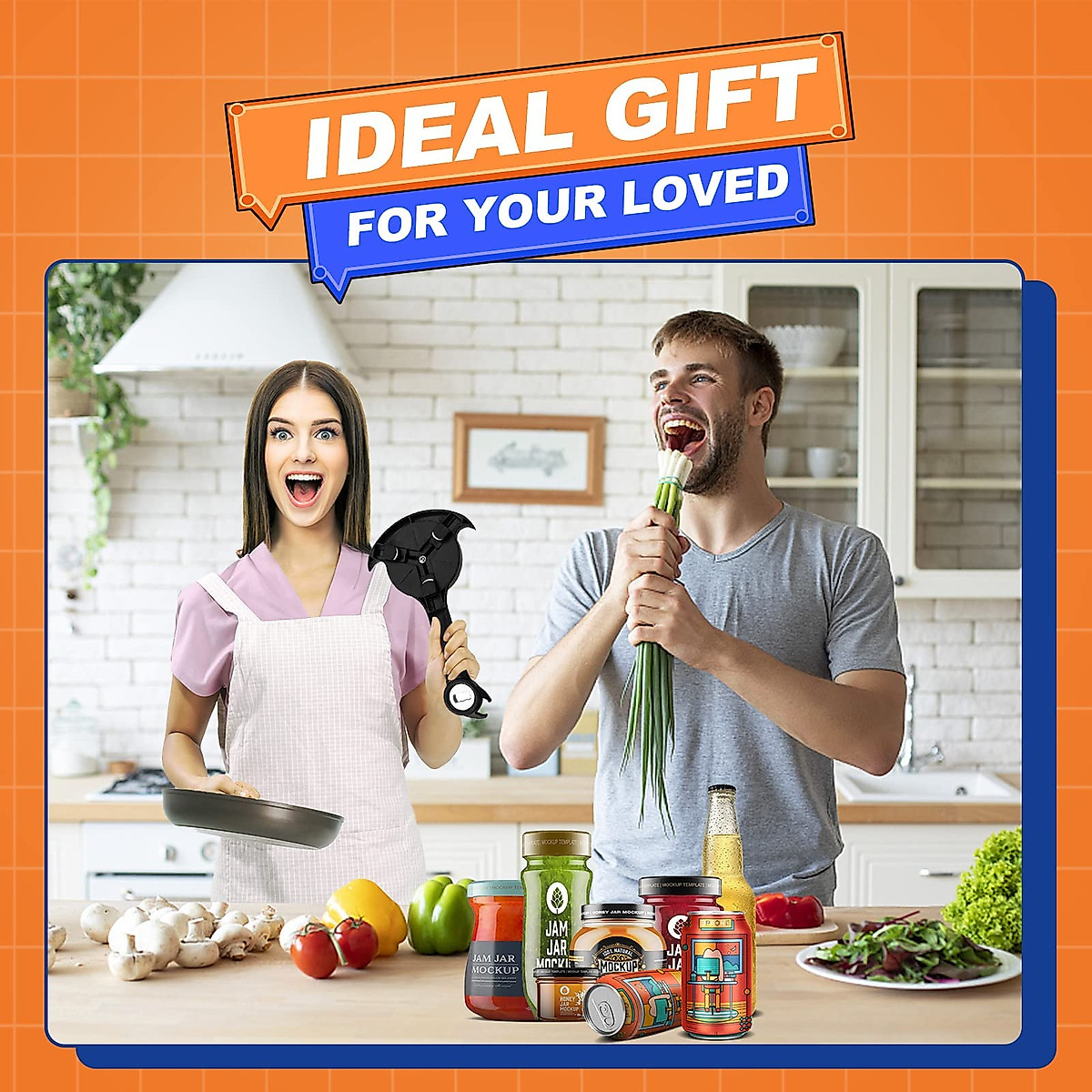 Powerful and Multifunctional Jar Opener for Seniors with Arthritis, Adjustable Jar Lid Opener for Weak Hands, 3-in-1 Labor-Saving Jar and Bottle Opener Opens Pop-Top Cans Beer Bottles Soda Cans