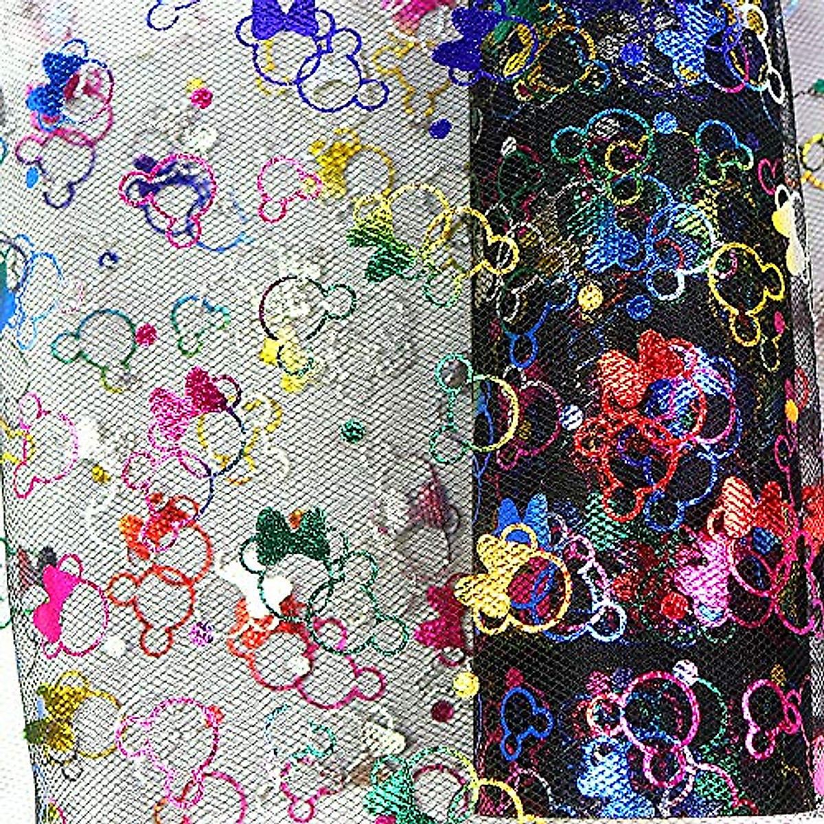 Yuanchuan Cartoon Glitter Tulle Rolls 6 inch x 10 Yards (30 feet) for Table Runner Chair Sash Bow Pet Tutu Skirt Sewing Crafting Fabric Christmas Wedding Unicorn Halloween Party Gift Ribbon (Black)