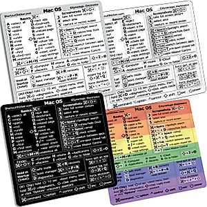 Synerlogic (M+Intel) Mac OS Reference Keyboard Vinyl Shortcut Stickers Compatible with MacBook Pro Air iMac Mini (4-Pack Black/White/Clear/Rainbow)