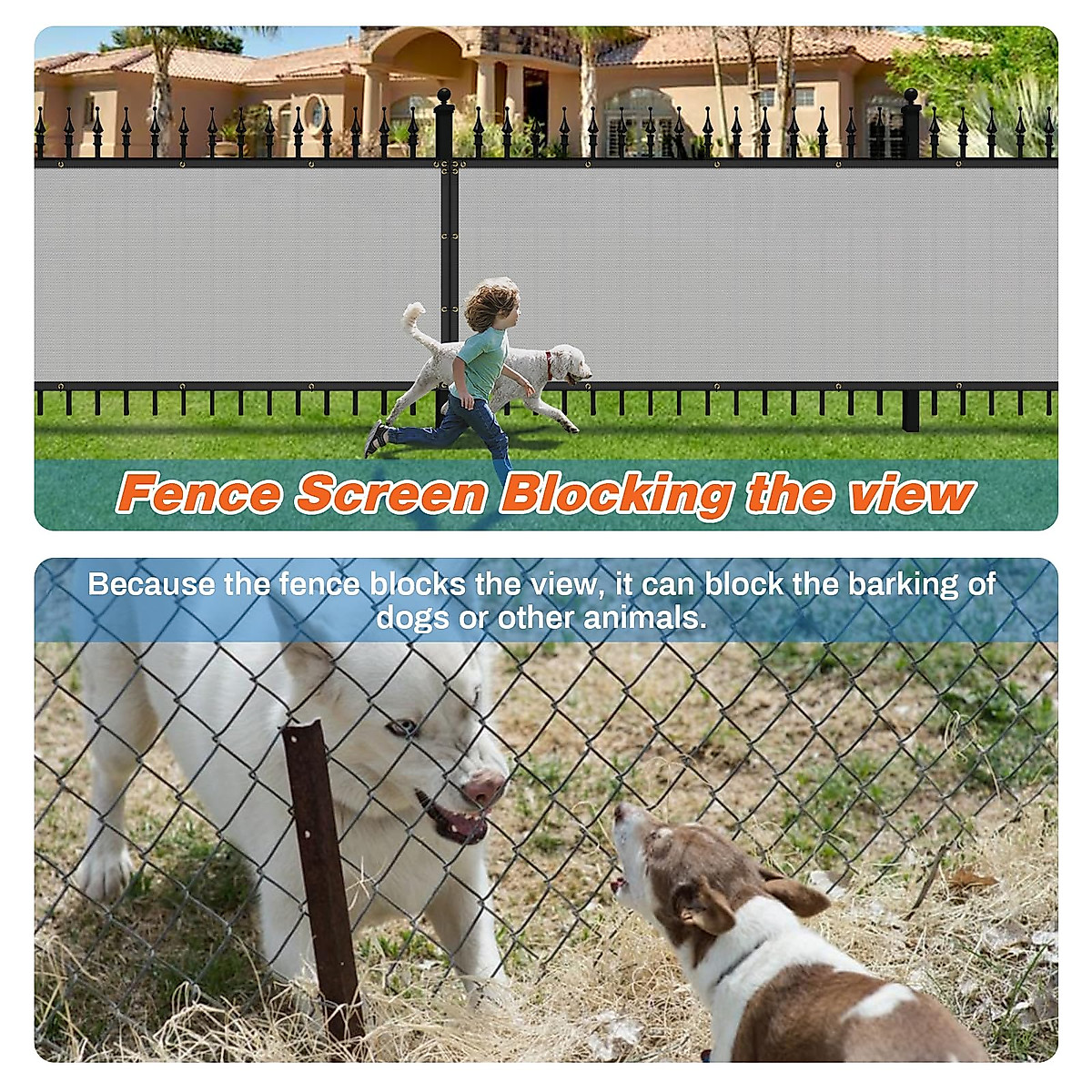 TANG Privacy Fence Screen Light Gray 6'x19'10" Heavy Duty Commercial Windscreen Residential Fence Netting Fence Cover 88% Privacy Blockage with Excellent Airflow 3 Years Warranty