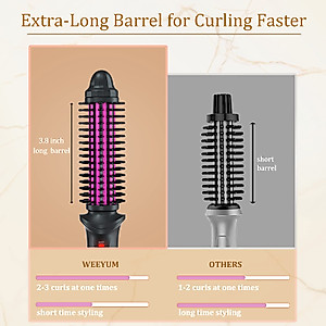 WEEYUM Mini Curling Iron Brush 1 Inch, Tourmaline Ceramic Barrel for Travel, Anti-scald Hair Curler Brush with Extra Long Cord, 2 Temperature Settings for Short Hair/Shoulder Hair