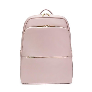 FULL DESIGN Travel Laptop Backpack for Women, 14 inch Water Resistant Computer Backpack, Fashion Daypack Shoulder Bag for Work College (Pink)