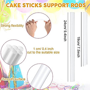 EBOCACB Smiley Plastic Cake Dowel Rods Set，12 Pcs White Plastic Cake Dowel Rods,12 Pcs Clear Cake Stacking and 4 Pcs Smiley Cake Separator Plates for 4, 6, 8, 10 Inch Cakes