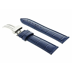 Ewatchparts 22MM LEATHER WATCH STRAP BAND COMPATIBLE WITH IWC PILOT PORTUGUESE + DEPLOYMENT CLASP BLUE