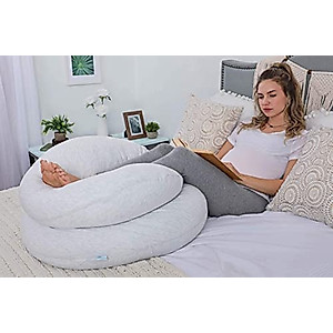 Pharmedoc Pregnancy Pillows, C-Shape Full Body Pillow – Jersey Cover Light Grey – Pregnancy Pillows for Sleeping – Body Pillows for Adults, Maternity Pillow and Pregnancy Must Haves