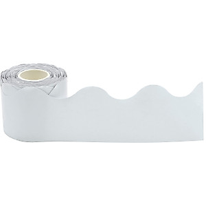 Teacher Created Resources White Scalloped Rolled Border Trim - 50ft - Decorate Bulletin Boards, Walls, Desks, Windows, Doors, Lockers, Schools, Classrooms, Homeschool & Offices