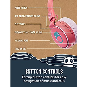 Planet Buddies Cute Panda On-Ear Bluetooth Headphones for Kids | Foldable Wireless Kids Headphones | Kids Headset with Microphone for Tablets and Phones | Child-Safe Volume for School, Music & Calls