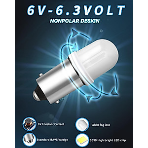 Keiurot 47 Bulb 44 755 756 1893 1895 1847 Bulb T47 BA9S Led Bulb DC AC 6.3V 6V Nonpolarity for Pinball Led Bulbs Pinball Machine Light Bulb Lamp White Pack of 15