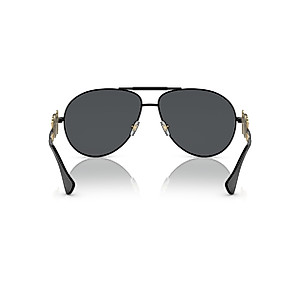 Versace Unisex Sunglasses Matte Black Frame, Dark Grey Lenses, 65MM