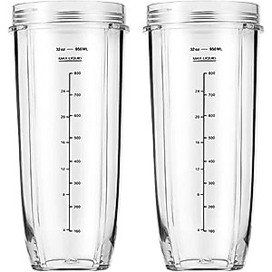 Replacement Part for Nutri Ninja Blender 2-Pack 32oz Replacement Cups Compatible with Nutri Ninja Auto-iQ Series Blenders