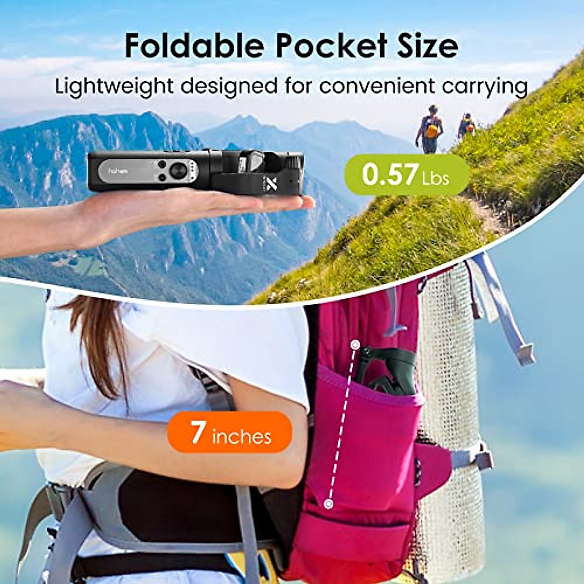 Gimbal Stabilizer for Smartphone, 3-Axis Phone stabilizer with Tripod, Foldable Phone Gimbal for Android and iPhone 14 PRO MAX, Stabilizer for Video Recording with 600° Auto Rotation - hohem iSteady X