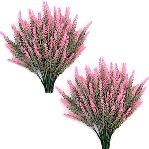 CATTREE Artificial Lavender Flowers Pink 8 Bundles, Fake Plastic Plant Lifelike Bouquet Home Bridal Wedding Office Party Garden Balcony Indoor Outdoor DIY Wreath Centerpieces Arrangements Decoration