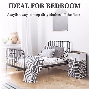 BROOKSTONE, Large Laundry Hamper with Handles, Perfectly Sized for Everyday Use, Foldable Travel Laundry Bag for Dirty Clothes, Laundry Basket for Dorms and Bedrooms Gray/White