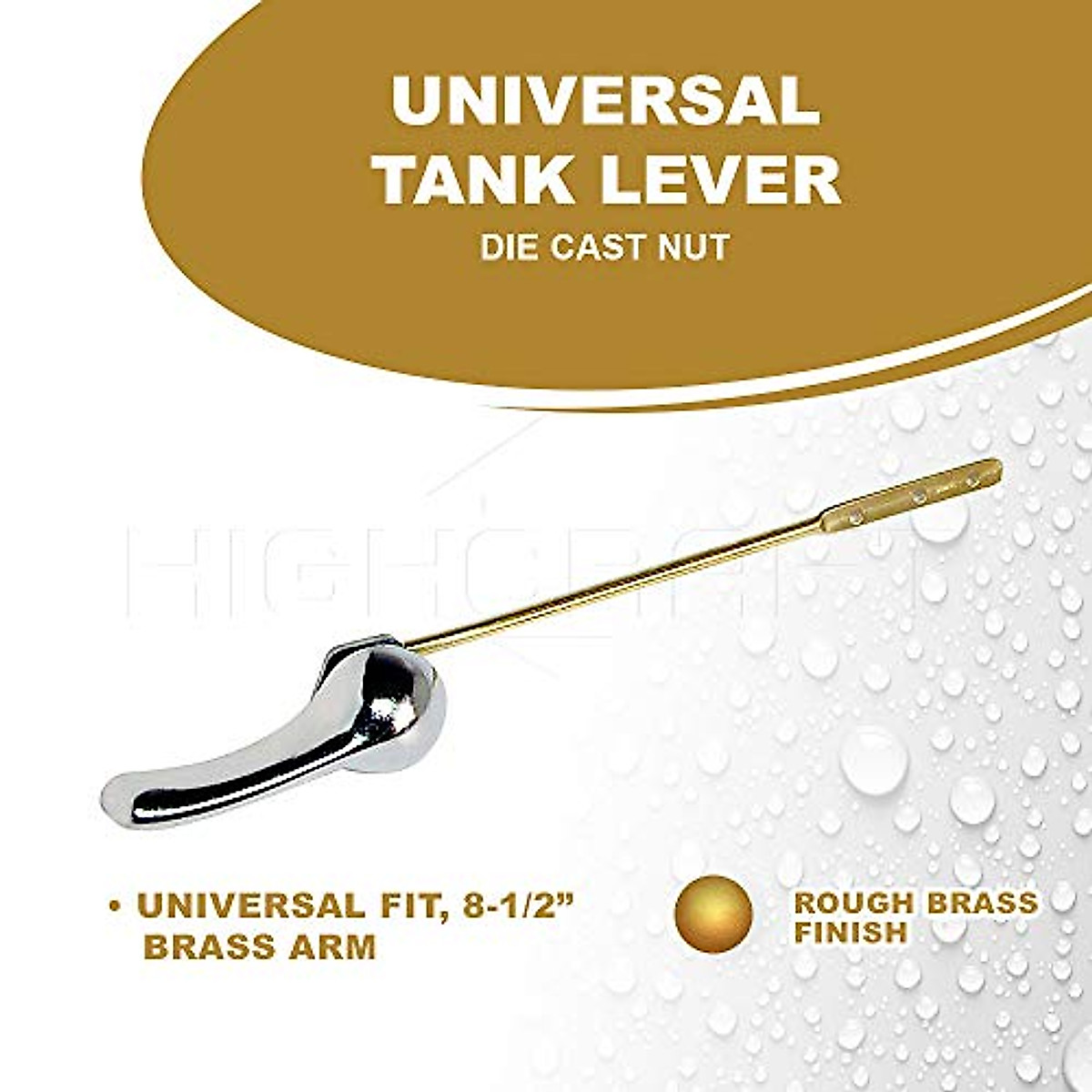 HIGHCRAFT 5335-4 Replacement Toilet Tank Flush Lever Handle with Metal Nut Chrome Pack of 2