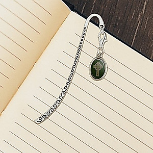 Celtic Christian Cross Irish Ireland Metal Bookmark Page Marker with Oval Charm