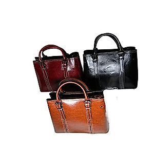 JUPA Place Medium Size Vegan Leather Handbag - Tote Shoulder Bag for Women - Satchel Handbag with Adjustable Strap - Tote Bag Top Handle Purse Durable Everyday Shoulder Bag (BROWN)