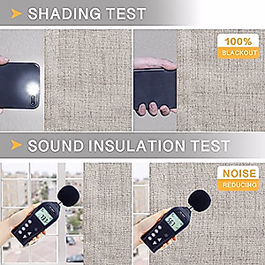 Rose Home Fashion 100% Linen Blackout Curtains for Bedroom Windows, Blackout Curtains 84 Inches Long for Living Room/Farmhouse, Linen Textured Look Drapes with Blackout Liner - (50x84 Beige)