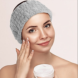 2 Pcs Spa Headband for Washing Face Wash Headband Makeup Headband For Washing Face Skincare Headbands for Women Hair Band for Washing Face Facial Headband and Spa Wrap Towel Spa Stuff (Black , Grey)