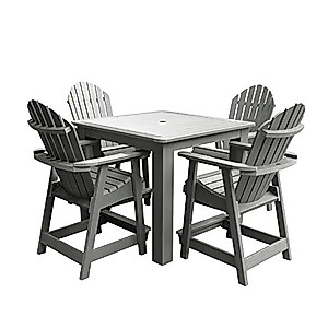 Highwood AD-CNA44-CGE Hamilton 5 Piece Square Counter Height Dining Set, Coastal Teak