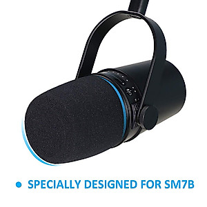 SUNMON Shure MV7 Pop Filter Foam Cover - Professional Mic Windscreen Wind Cover Compatible with Shure MV7 Podcast Microphone to Minimise Plosives
