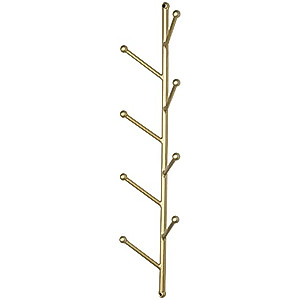 MyGift Gold Tone Metal Coat Rack, Wall Mounted Hat/Garment Hanging Rack with 8 Tree Branch Style Hanger Hooks