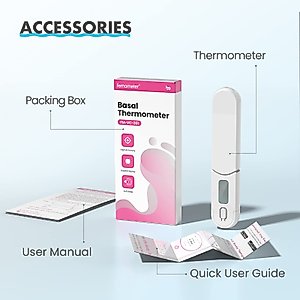 Femometer Basal Body Thermometer, Basal Thermometer for Ovulation, BBT for Fertility Tracking, Soft Backlight and Memory Recall, FM-VC-301(White)
