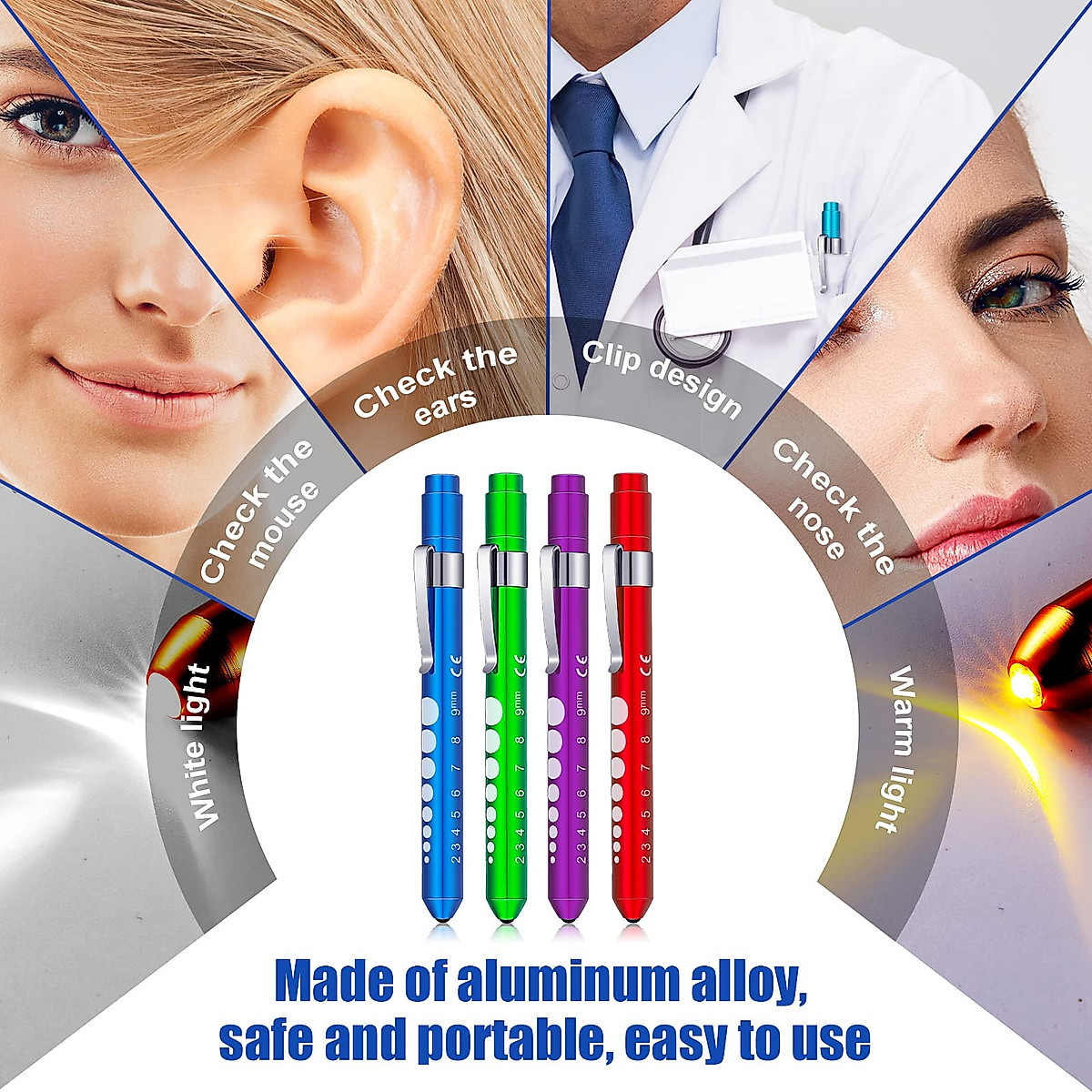 Penlight for Nurse Pen Light LED Reusable Pen Light with Pupil Gauge Nurses Pin Light for Torch Medical Students Doctors Daily Use with Pocket Clip Nurse Gifts(15 Pieces,Basic Colors)