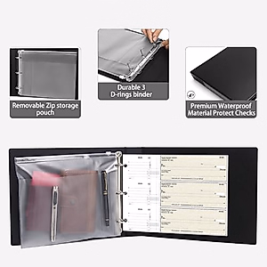 3 Rings Business Check Binder for 3 on a Page Checks, Fit 3 & 9 Holes Check (9" x 13")