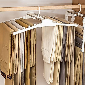 IULJH Multifunctional Telescopic Folding Trousers Hanger Multi-Layer Seamless Household Magic Trousers Clip