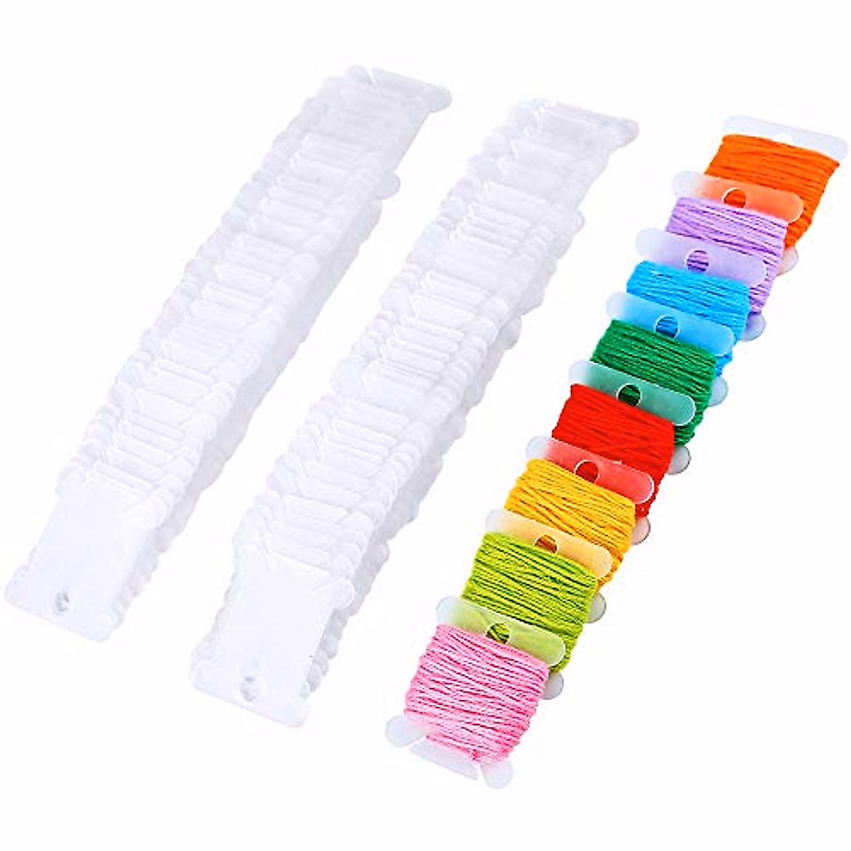 Onwon 100 Pieces Embroidery Thread Cards Cross Stitch Floss Bobbins and 36 Grids Plastic Storage Box Transparent Container for Thread Organizer Holder Earrings, Jewelry Making Tool, Beads