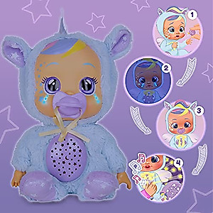 Cry Babies Goodnight Jenna - 12" Sleepytime Baby Doll | Plays 5 Lullabies and Night Light Starry Sky Projection , Blue