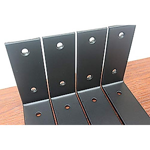 4 Pack - 5.5"L x 4"H x 1.5"W 5mm Thick Black Hook Brackets, Hook Iron Shelf Brackets, J Bracket, Metal Shelf Bracket, Industrial Shelf Bracket, Modern Shelf Bracket Shelf Supports with Screws