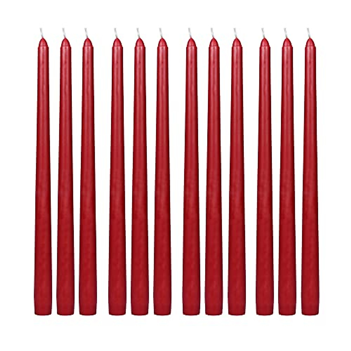 Zest Candle 12-Piece Taper Candles, 12-Inch, Red