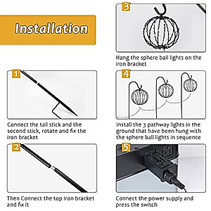 Hiboom Globe Pathway Sphere Ball Light, 3 Sphere Ball 8 Modes 180 Fairy LED Plug in Walkway Light Ball, IP68 Waterproof Light, Christmas Sphere Ball Light for Patio Yard Sideway Path Driveway Garden