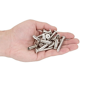 PGMJ 40 Sets Silver Hex Metal Metric Bolts and Nuts Assortment - Thread Repair Kit M6, Cupboards Joint Connector Cap Bolts, Screw Post Fit for Furniture (M6x40mm-D)