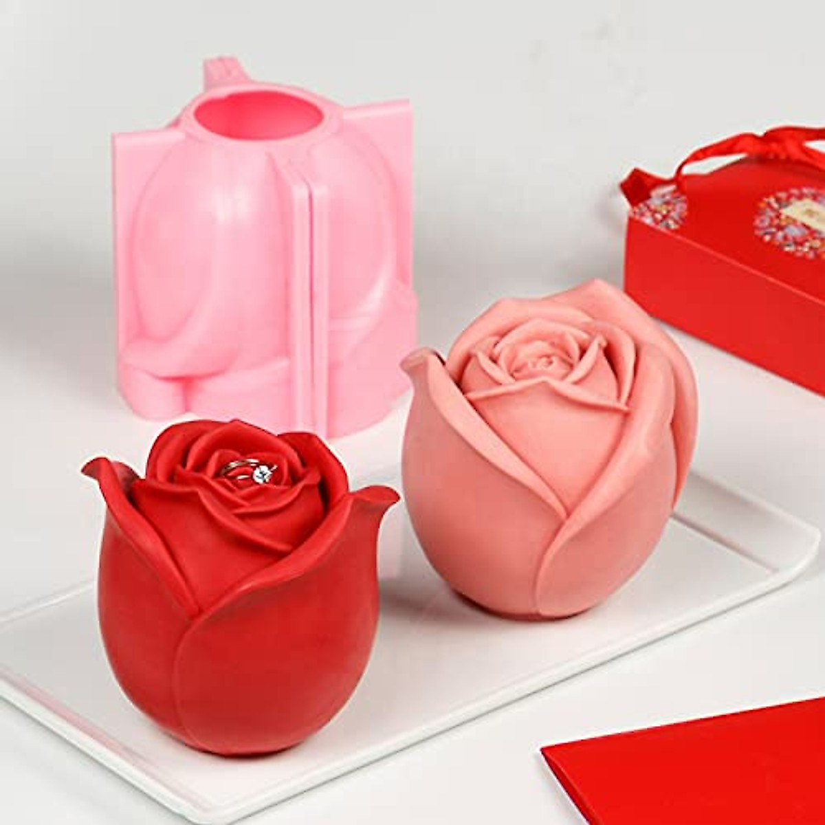 Gridspace Large 3D Rose Silicone Chocolate/ Candle/ Soap Mold for Making Rose Mousse Cake - Diameter-3.3"-Medium