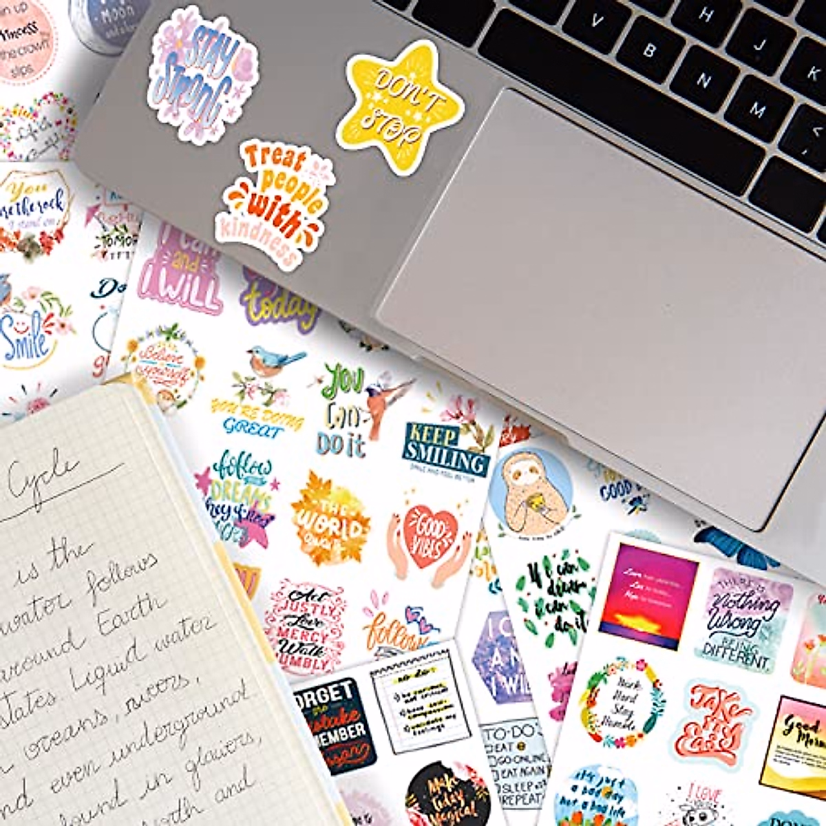 480 Pieces Inspirational Quote Daily Planner Stickers for Women Journaling Calendar Scrapbook Stickers Aesthetic 24 Sheets Motivational Waterproof Stickers for Kids Teachers Water Bottle Laptop