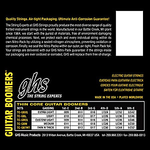 GHS Strings TC-GBL Thin Core Boomers, Nickel-Plated Electric Guitar Strings, Light (.010-.046)