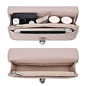 GM LIKKIE Clutch Purse for Women, Evening Envelope Quilted Wallet Bag, Crossbody Foldover Pearl Wedding Shoulder Handbag (Nude Pink)