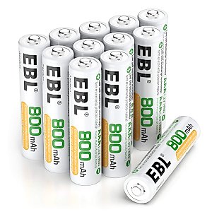 EBL 12 Counts Ni-MH Rechargeable AAA Batteries 1.2V Pre-Charged with Storage Box(800mAh)
