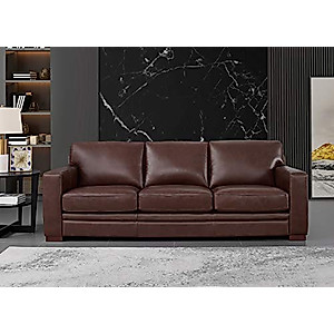 Hydeline Dillon Top Grain Leather Sofa and Chair Set, Brown