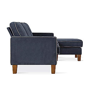 Novogratz Bowen Sectional Sofa with Contrast Welting, Blue